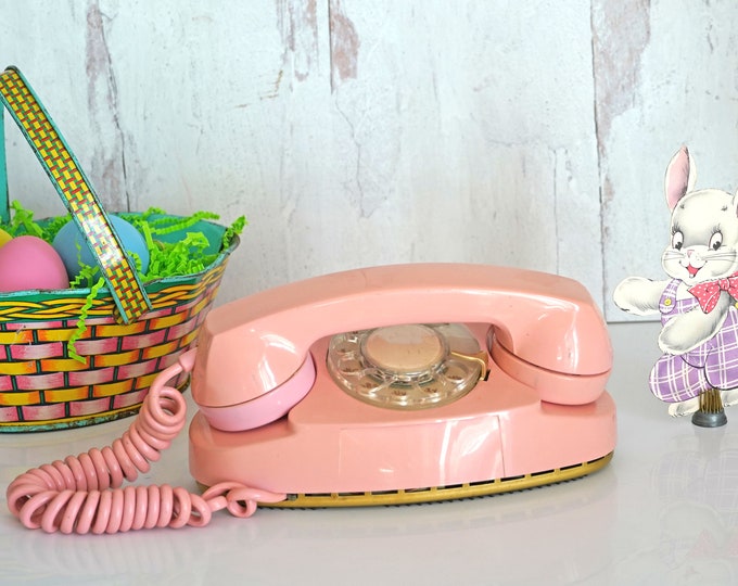 Vintage 1950s Pink Princess Phone, Rotary Dial, Bell System, Fabulous ...