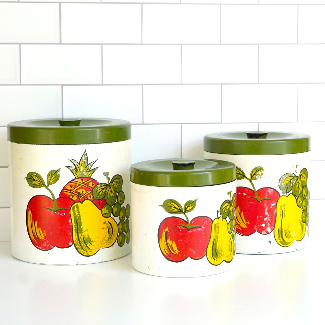 Vintage Mid-century 3-piece Kitchen Canister Set, Composite Acrylic ...