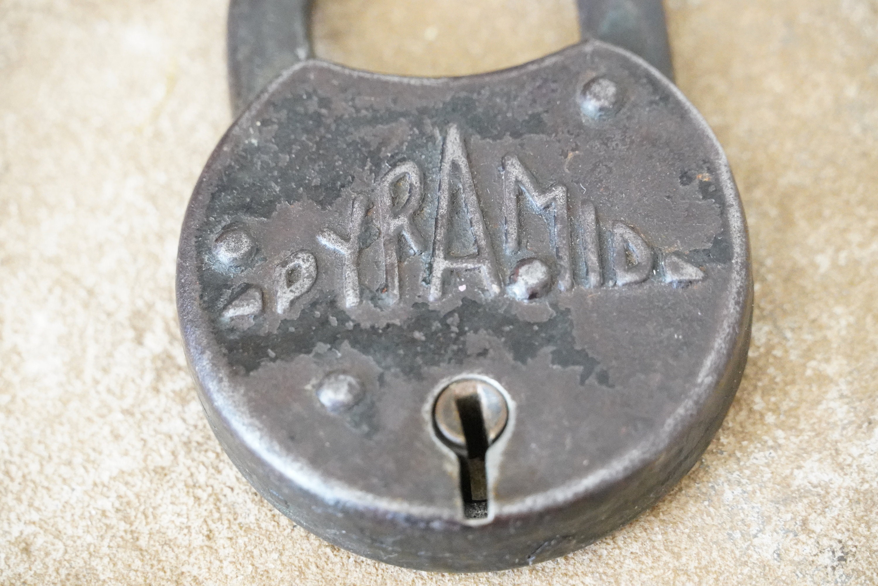 Antique Pyramid Black Cast Iron Padlock Embossed Letters No | Etsy