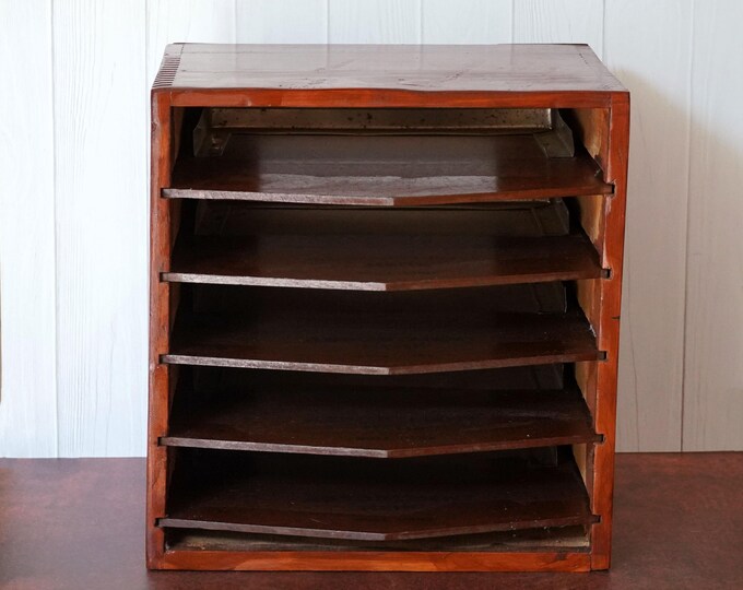 Vintage 1940s - 1950s Office or Shop Desktop File Cabinet, Stained ...