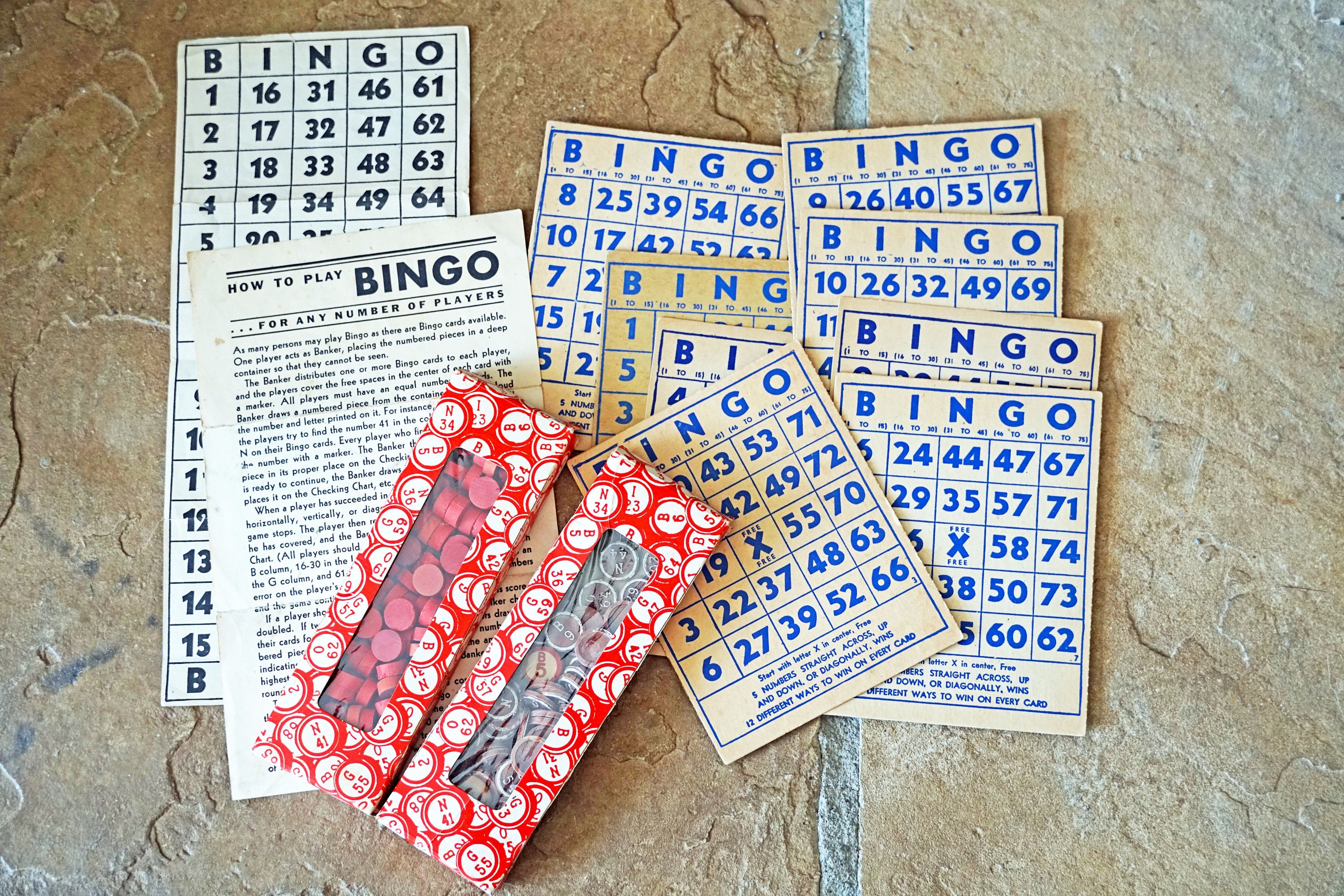 Vintage 1950s Bingo Set for Play Display Assemblage Craft | Etsy