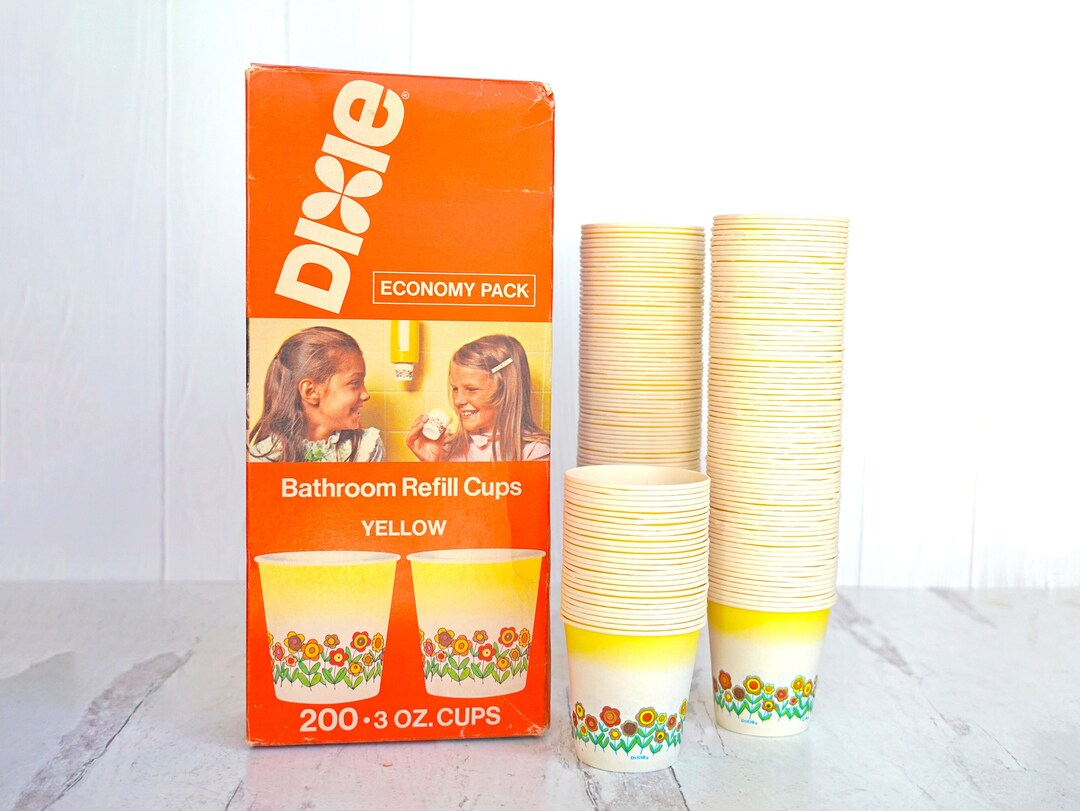 Vintage 1977 Dixie Bathroom Cups, 3 Oz Size, Sunflowers, Open Box, Approx 180 Cups, Yellow ...