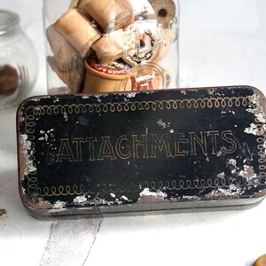 Vintage Greist Tucker Black & Gold Metal Attachments Box, Hinged Lid ...