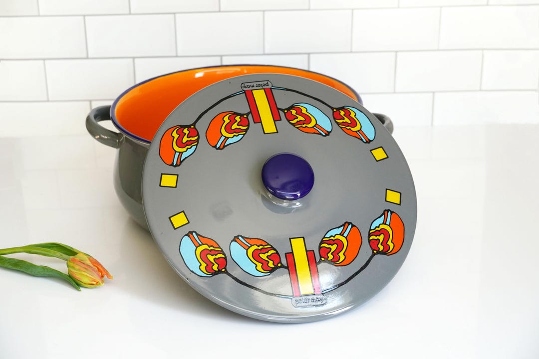 Vintage 1960s Peter Max Porcelain Enamel Handle Pot, 12 1/2 ...