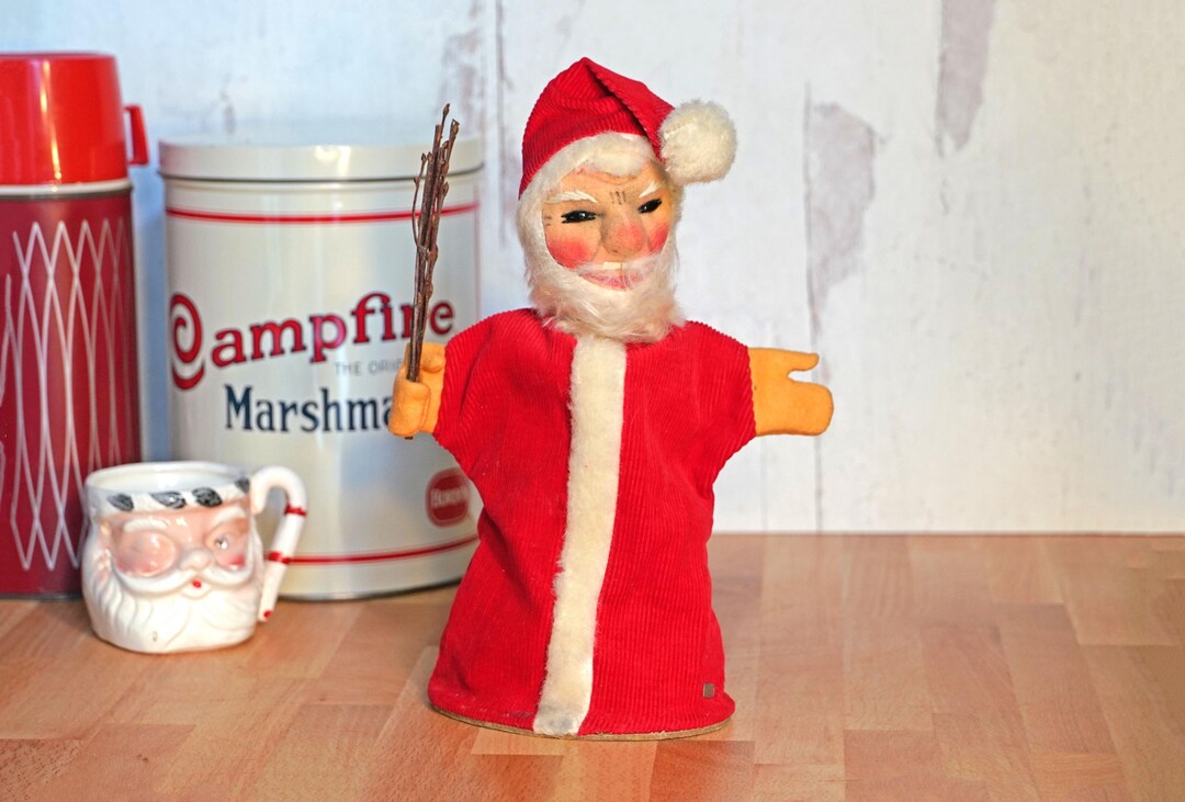 Vintage 1940s Kersa Santa Claus Hand Puppet, Felt Face, Red Corduroy ...
