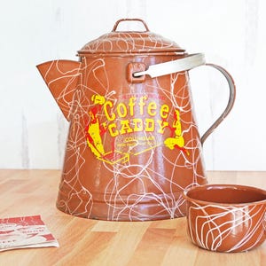 Vintage 1940s the Columbian Coffee Caddy, Brown Porcelain Enamel Camp ...