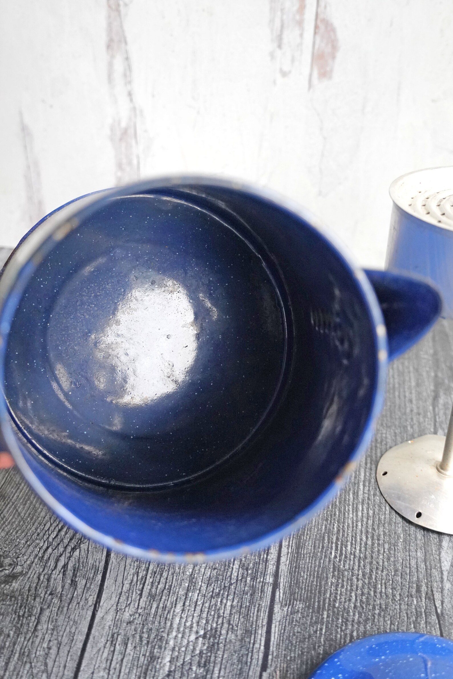 Vintage Cobalt Blue White Enamel Graniteware Camp Coffee Pot - Etsy