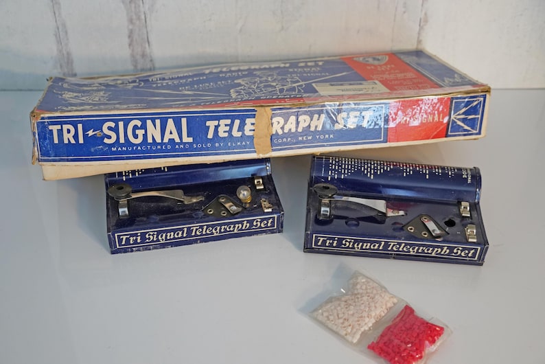 Vintage 1940s Elkay Tin Litho Toy Tri Signal Telegraph Set, Battery ...