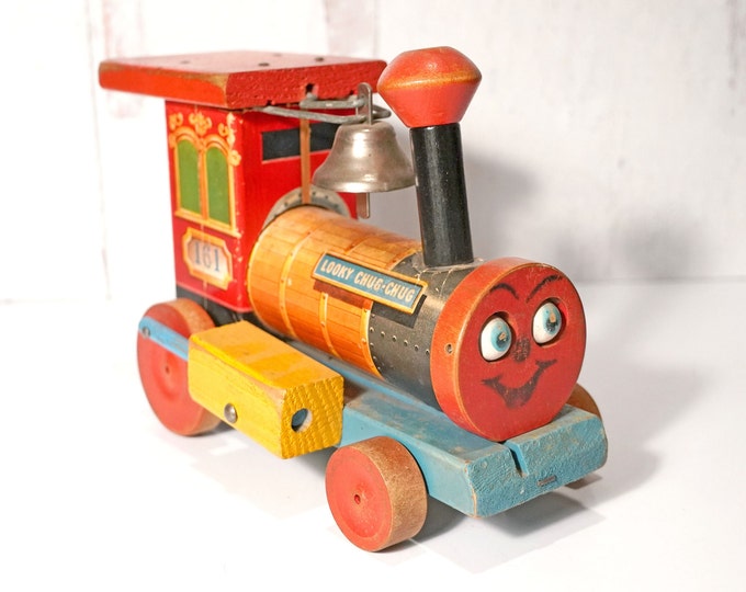 Vintage 1949 Fisher Price Looky Chug Chug, No 161, Wood Toy Train ...