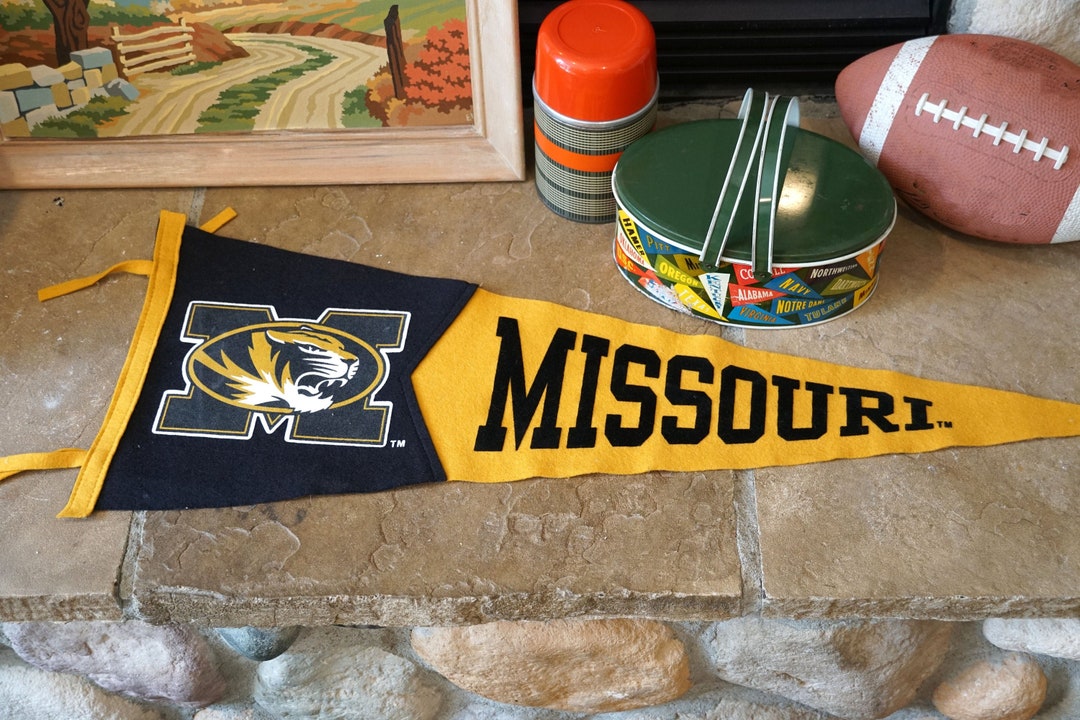 Vintage 1990s Mizzou Tigers Black and Yellow Stitched Felt Pennant ...