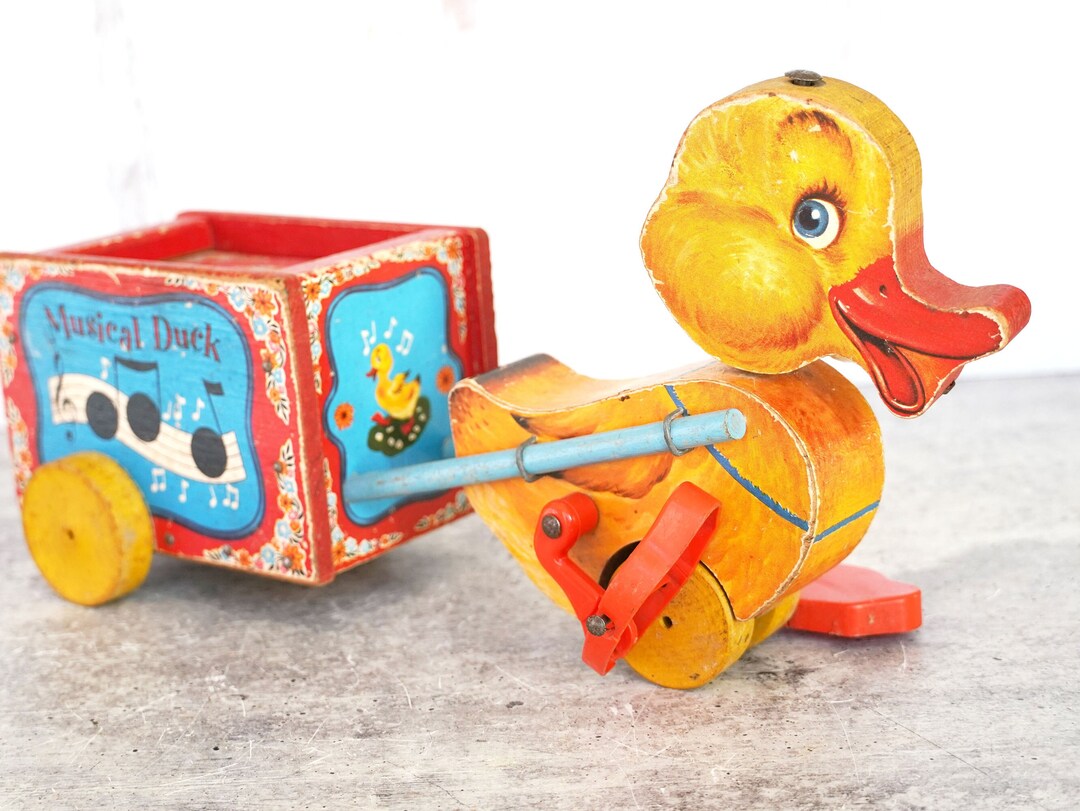Vintage 1952 Fisher Price Musical Duck Cart 795 Wood Body - Etsy