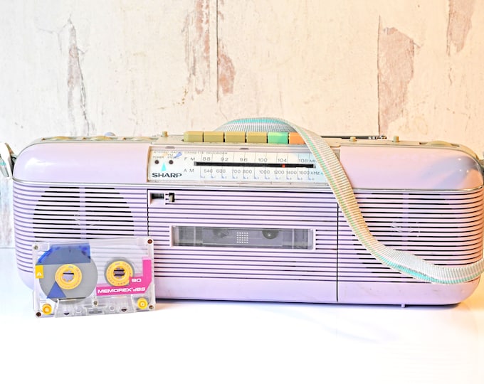 Vintage 1980s Lavender Sharp QT-50 L 2 Speaker Boom Box, Radio ...