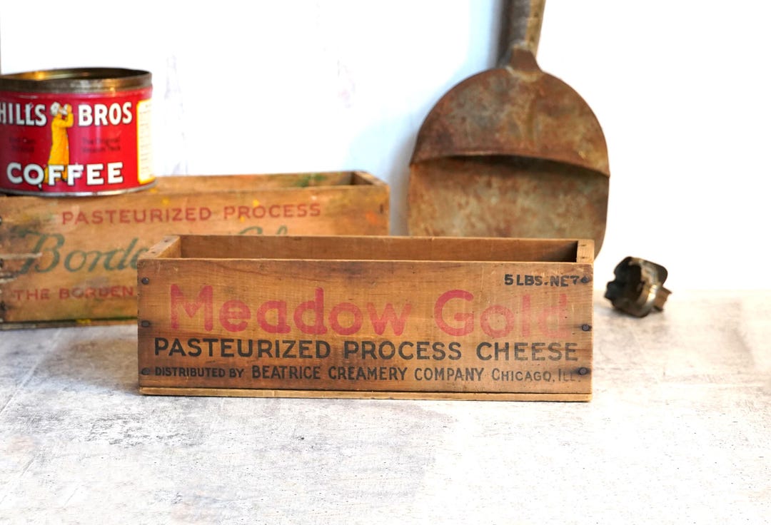 Vintage Meadow Gold 5 Lb Cheese Crate, Hand Nailed, Beatrice Creamery ...