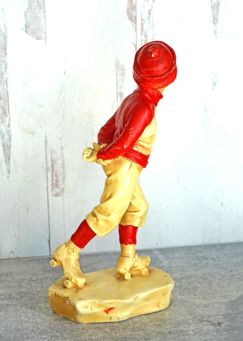 Antique 1910 Plaster Roller Skating Boy Statue, 16", Signed F Mall ...
