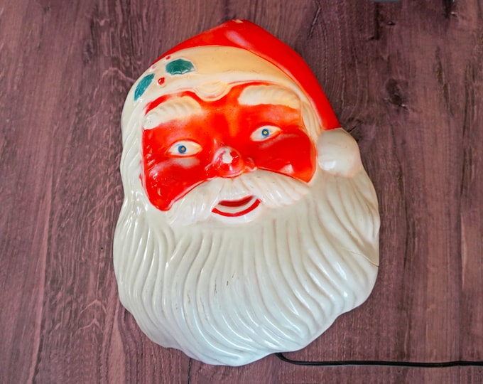 Vintage 1950s Noma Hard Plastic, Light-up Santa Head, Red Face, Large ...