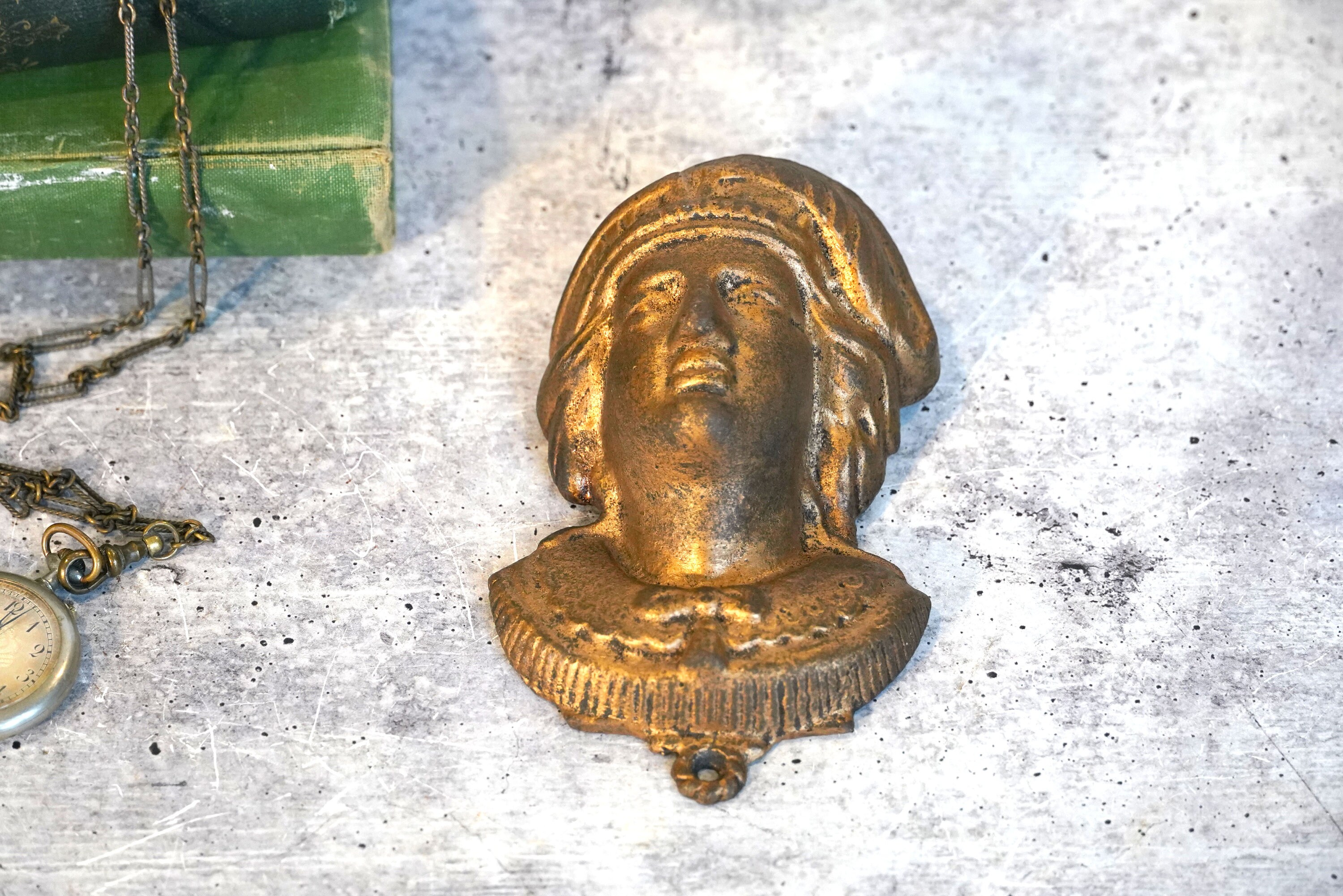 Antique Cast Iron Christopher Columbus Wall Hanging Matchstick Holder ...