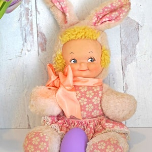 Vintage 1950s Knickerbocker Rubber Face Bunny Girl Doll, Musical Toy ...