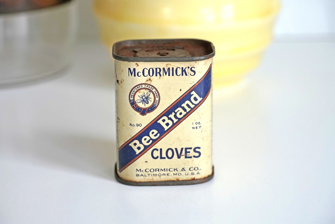 Antique 1910s Mccormick & Company Bee Brand Cloves Spice Tin, No 90, 1 ...