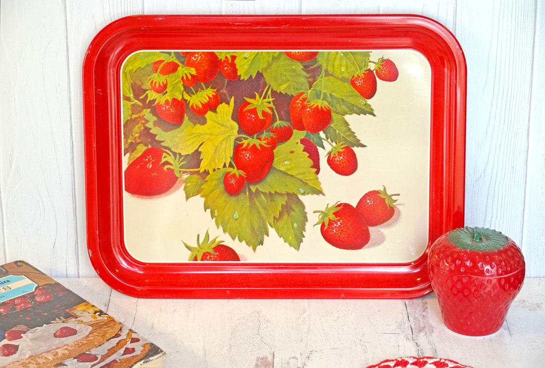 Vintage Red and White Strawberries Lap Tray, 10 1/2 X 13 Summer Picnic ...