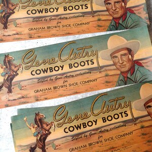 Vintage 1950s Gene Autry Cowboy Boots Box Label, New Old Stock, Styled ...