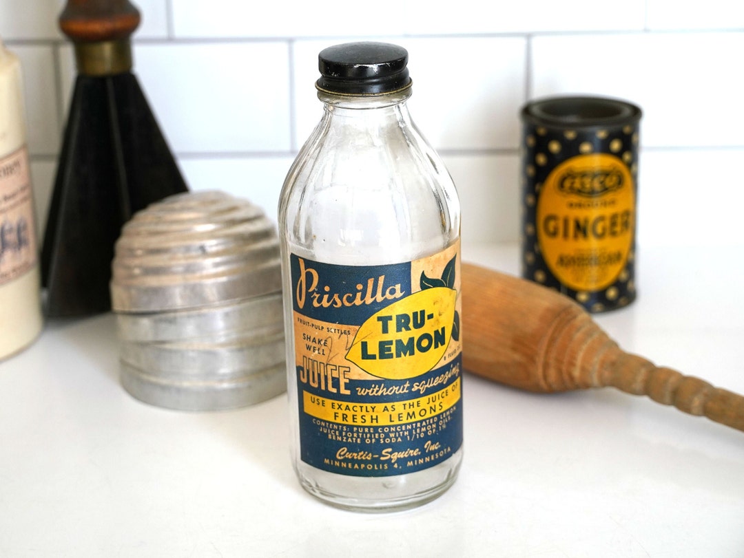 Vintage 1940s Curtis Squire Inc., Priscilla Tru-lemon Lemon Juice Glass ...