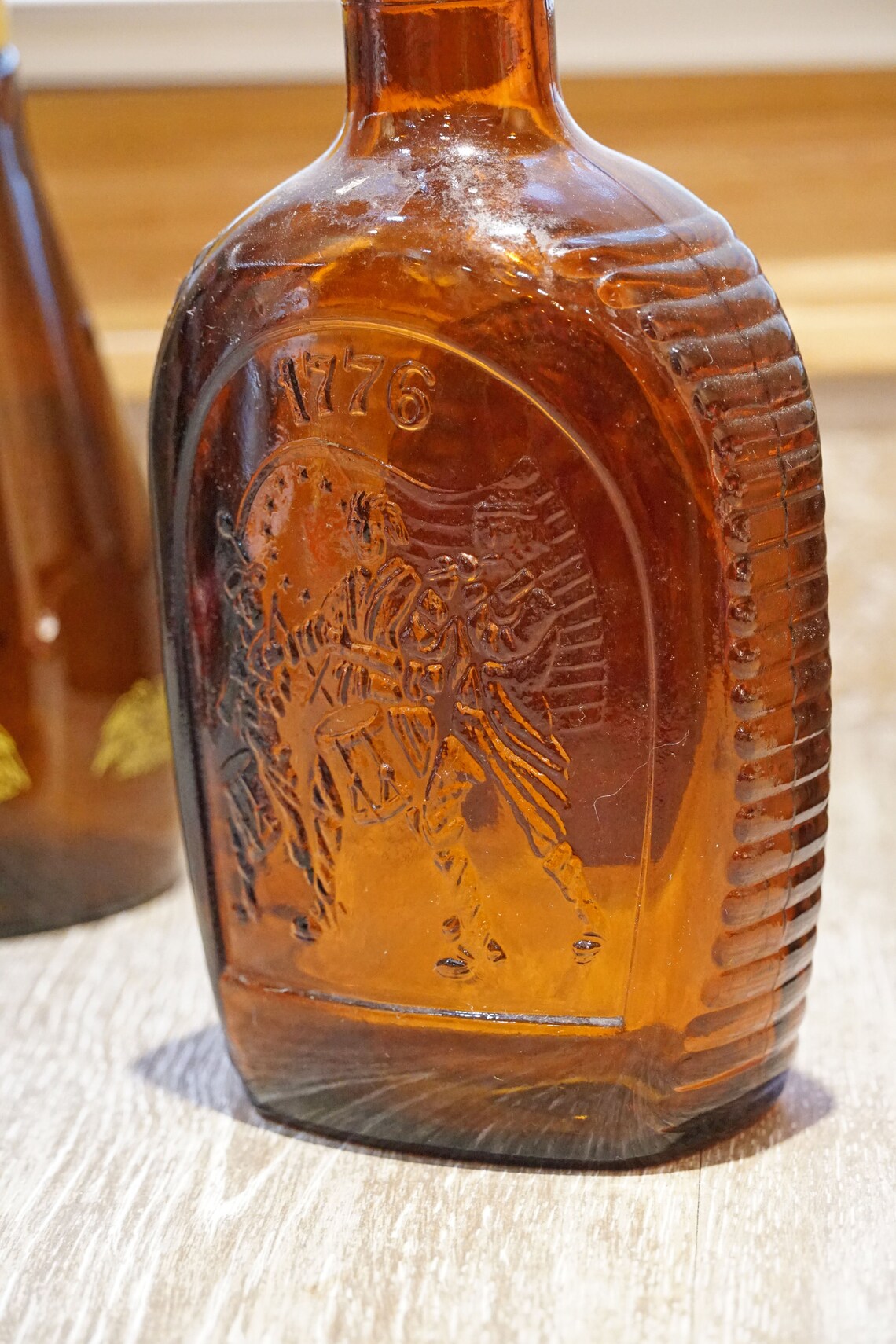 Vintage 1976 Bicentennial Log Cabin Syrup Amber Glass Bottle - Etsy