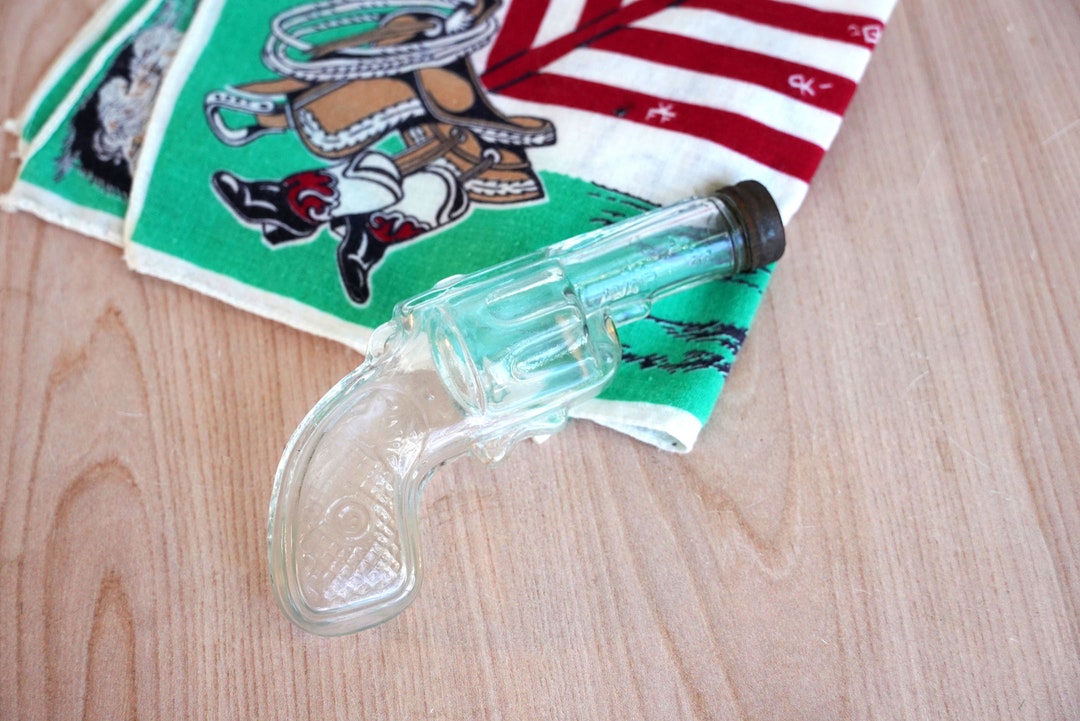 Vintage 1950s Glass Toy Pistol Candy Container, Avor 1 Oz, Tin Lid ...