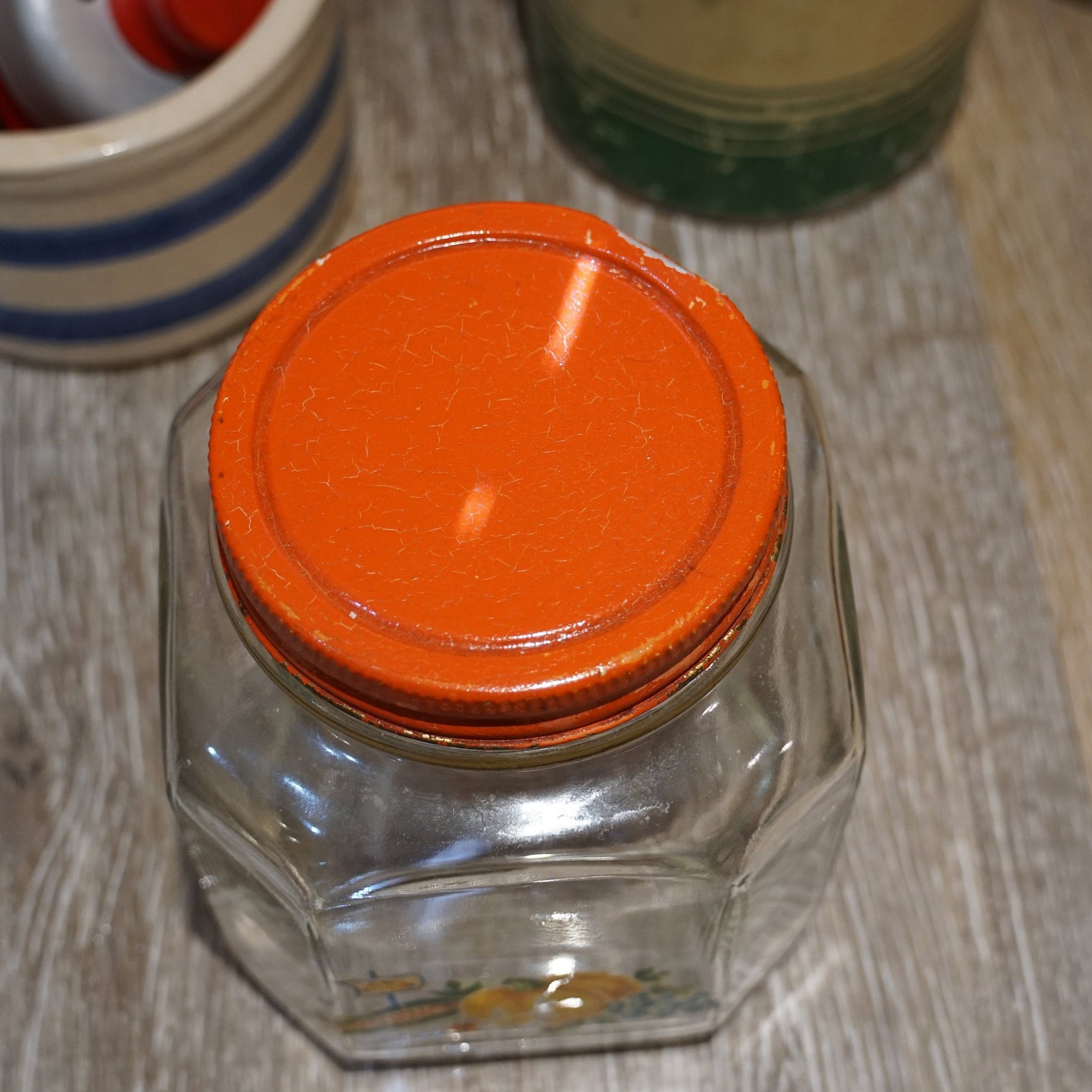 Vintage 1940s Hazel Atlas Glass Small Hoosier Jar Octagon | Etsy