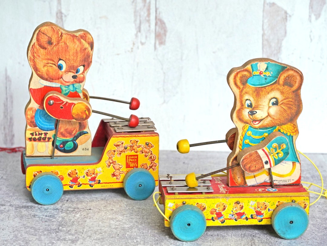 Vintage Fisher Price Tiny Teddy Zilo 1955 634 and 1962 635, Two ...