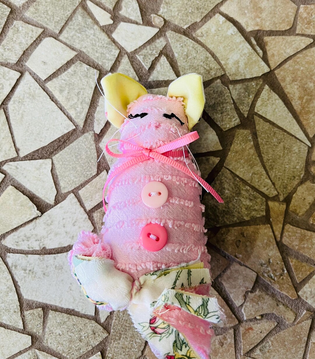 Pink Chenille Cat - Etsy