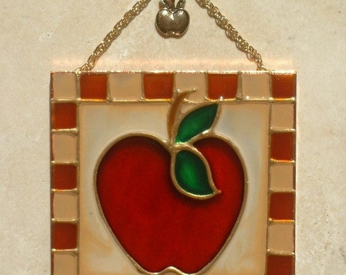 Apple Suncatcher, Panel Stained Glass Window Hanging. Autumn Harvest ...