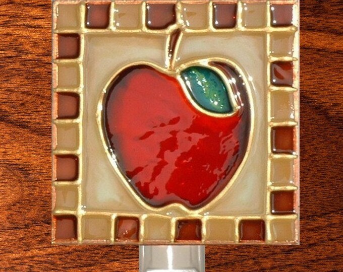 Artisan Apple Night Light Plug in Wall, Unique Stain Glass Decorative ...