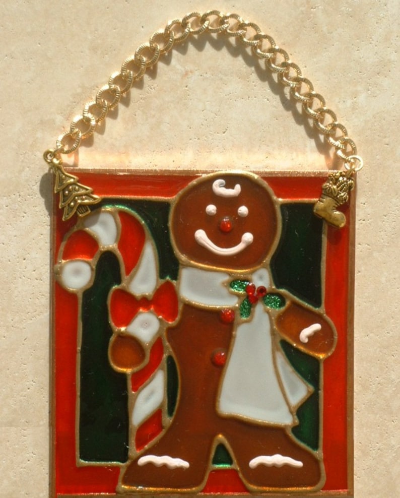 Stained Glass Gingerbread Man Art Christmas Night Light Plug - Etsy