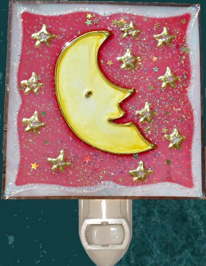 Personalized Moon Night Light Plug in Wall Crescent Moon and - Etsy
