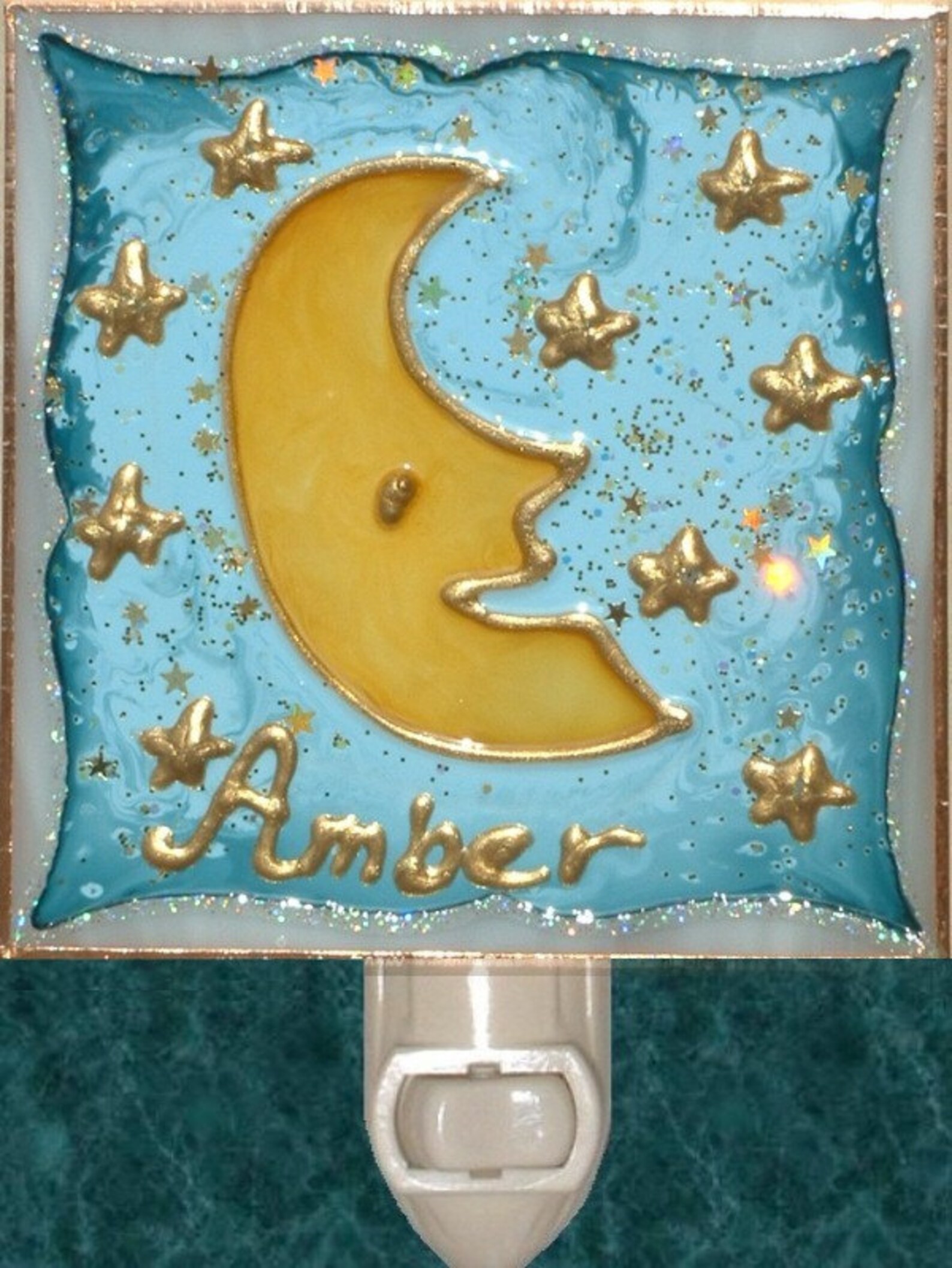 Personalized Moon Stars Night Light Plug in Wall. Crescent - Etsy