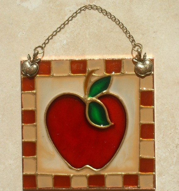 Artisan Apple Night Light Plug In Wall Unique Stain Glass | Etsy