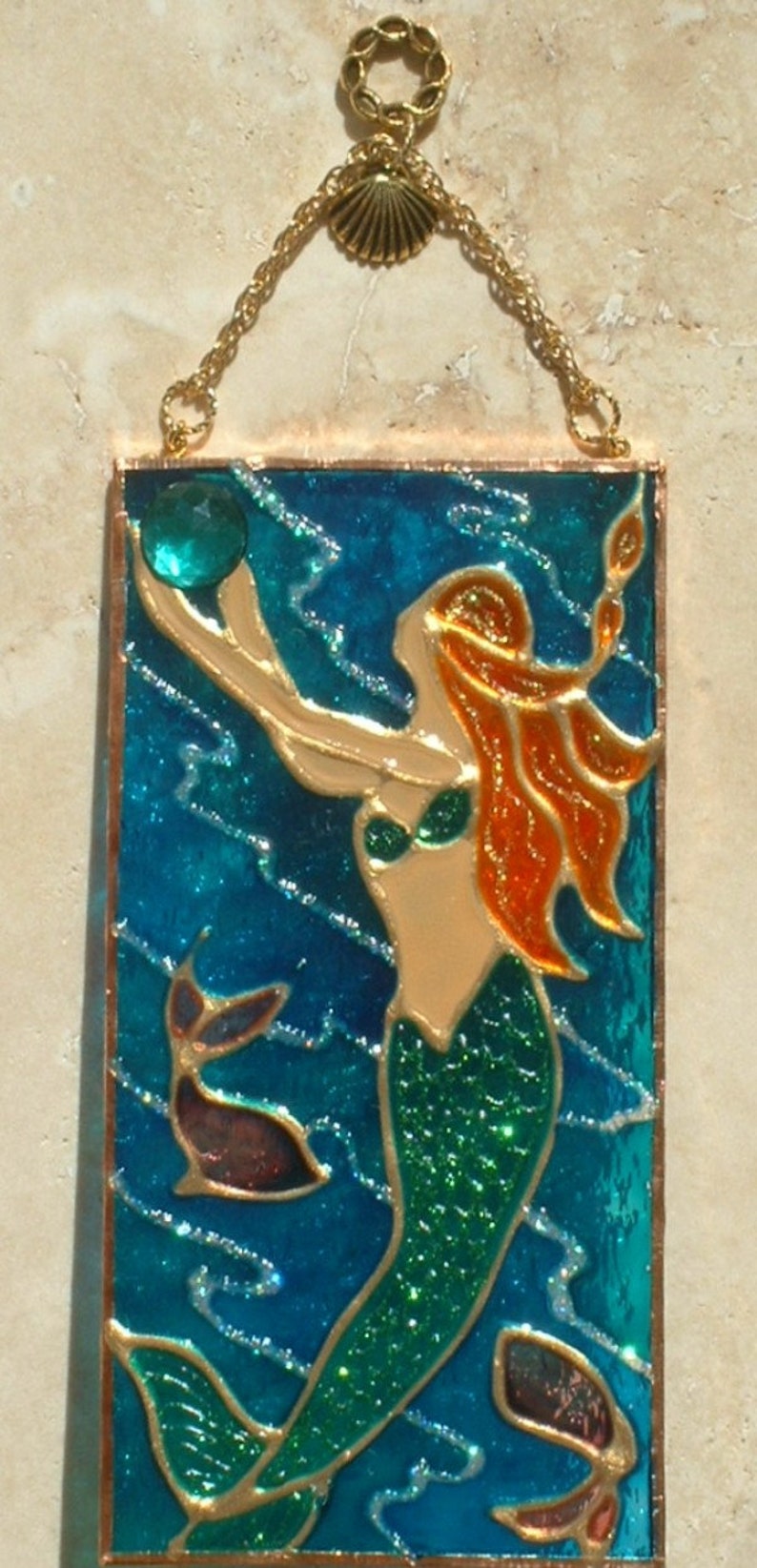 Stained Glass Mermaid Decor Mermaid Suncatcher for Windows - Etsy