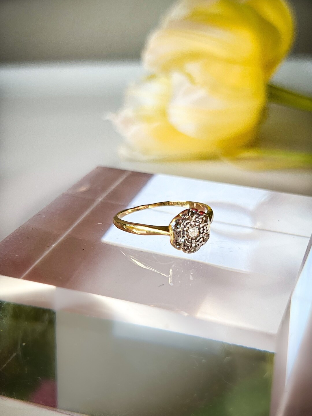 Antique Late 19th Century Swiss Cut Diamond Floral Ring in 18ct Gold ...