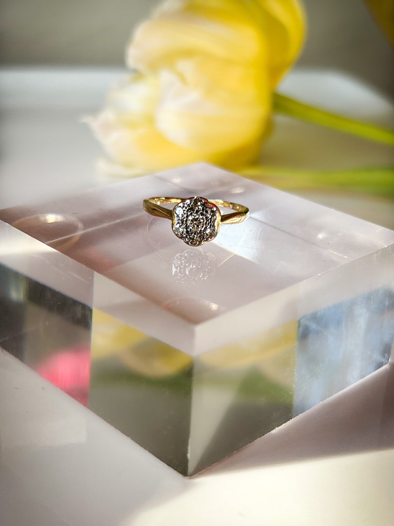 Antique Late 19th Century Swiss Cut Diamond Floral Ring in - Etsy