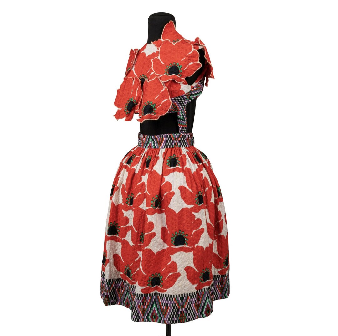 Rare Find Early 1970s Donald Brooks Boutique Poppy Appliqué Dress Xs - Etsy