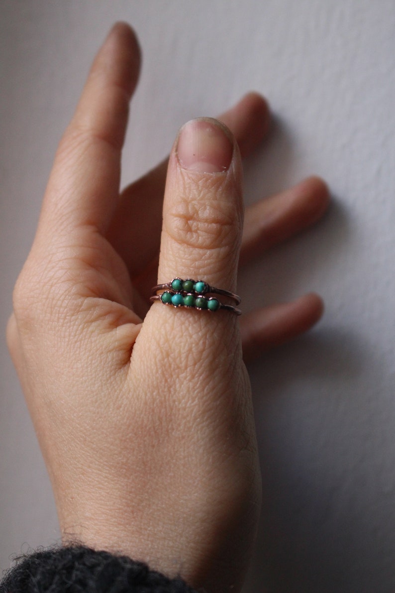 Dainty Turquoise Copper Rings Electroformed Hippie Jewelry - Etsy