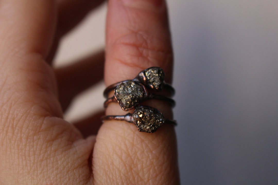 Electroformed Pyrite Crystal Ring - Etsy