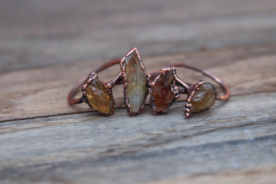 Raw Yellow Citrine Crystal Ring, Stackable Rings, November Birthstone ...