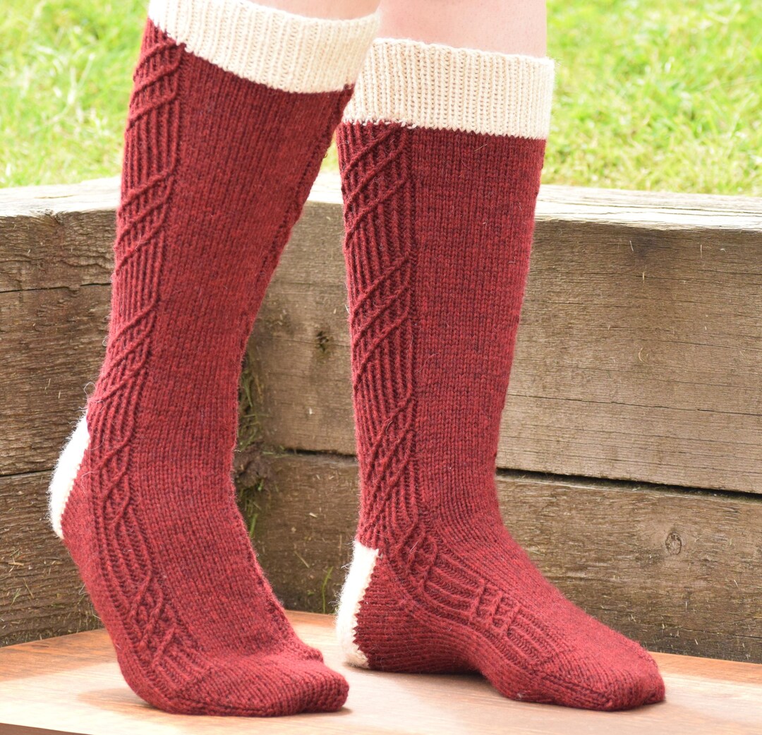 Crosswalk Sock Knitting Pattern, Cable Knit Knee Sock Pattern - Etsy