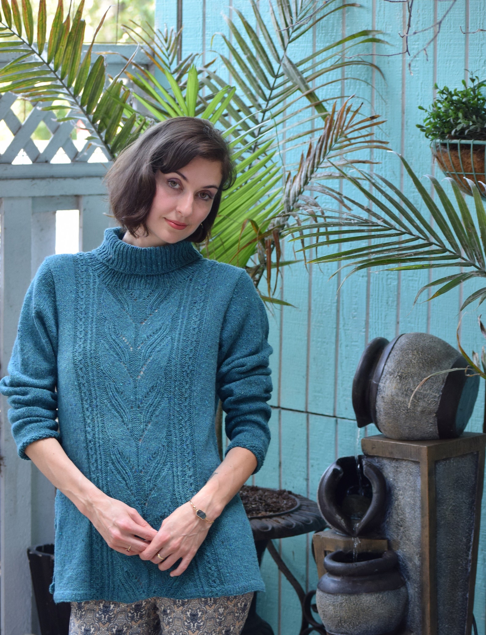 Firefly Cable and Lace Sweater Knitting Pattern | DK Weight High Neck ...