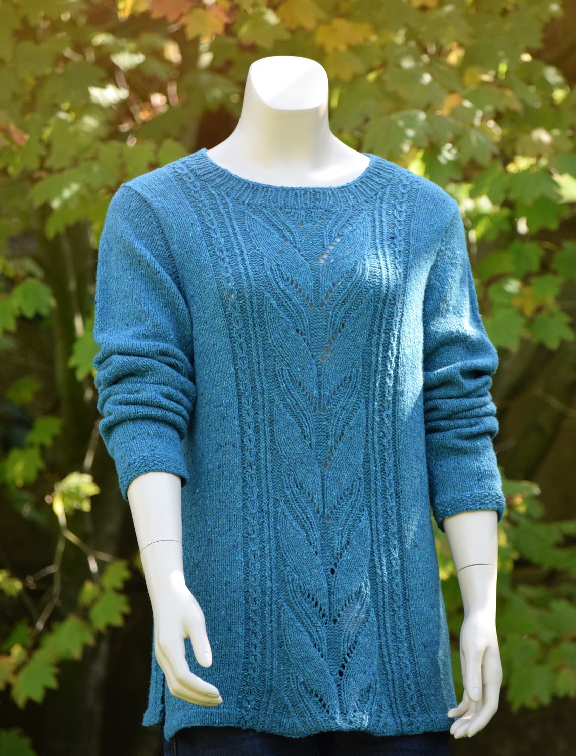 Firefly Cable and Lace Sweater Knitting Pattern | DK Weight High Neck ...