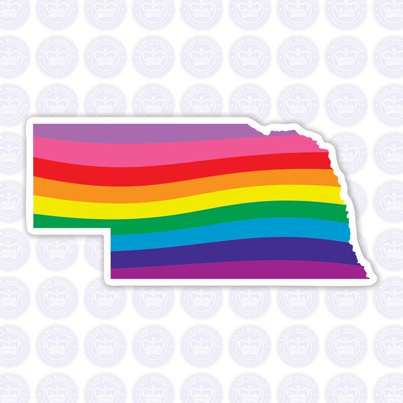 Nebraska Rainbow Flag Decal - NE State LGBTQ Decal - Nebraska Bumper ...