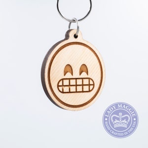 Grinning Face With Smiling Eyes Emoji Keychain - Happy Face With Grin ...