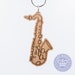 Saxophone Keychain Sax Carved Wood Key Ring Saxophone Emoji Keyring ...