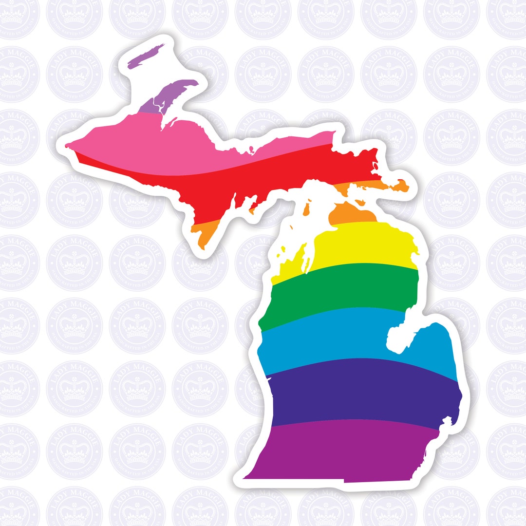 Michigan Rainbow Flag Decal - MI State LGBTQ Decal - Michigan State ...